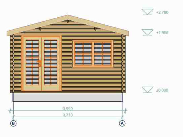 34mm Rio Log Cabin 4 x 3m Technical Drawings